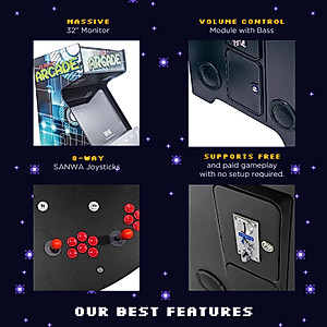 Creative Arcades Full Size Stand-Up Commercial Grade Arcade Machine | 4 Player | 3500 Games | 32" LCD Screen | 4 Sanwa Joysticks | Trackball | 2 Stools Included | 3 Year Warranty