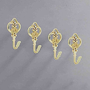 Cucumis Crown Curtain Wall Hook Household Clothes Hanging Hook Window Drapery Medallion Holdbacks, Curtain Tiebacks, Wall Hook, Tassel Holder 1 Double (Gold)