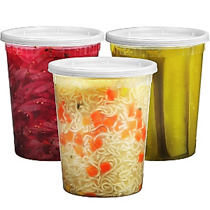 JoyServe 32 Oz Deli Food Containers with Lids - (36 Sets) Quart Airtight Plastic Food Storage for Takeout, Meal Prep, To-Go, Soup Freezer Containers with 36 Lids, BPA-Free, Dishwasher, Microwave Safe