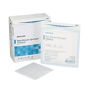 McKesson Non-Woven Sponges, Sterile, 4-Ply, Polyester/Rayon, 4 in x 4 in, 2 per Pack, 25 Packs, 50 Total
