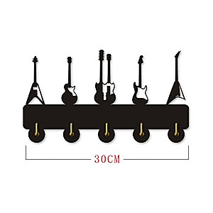 The Geeky Days Guitars Family Design Household Towl Hook Music Instrument Multi-Purpose Wall Coat Bags Clothes Hook Keys Holder Home Decor for Music Lover Gift