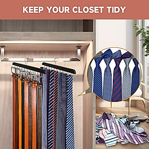 Belt Hanger for Closet, Holds Max 60 Belts, Wooden 20 Hooks Belt Organizer Wardrobe Accessory, 360° Rotatable Belt Storage Hanger Rack Space Saver for Belt, Bra, Tank Top, Tie, Scarf (2)