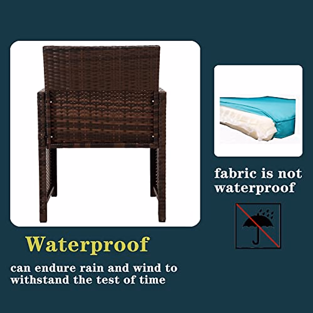 FAYEAN Patio Furniture Set 4 Pieces Outdoor Wicker Rattan Chairs Patio Sofa for Garden Porch Backyard Lawn Pool Green