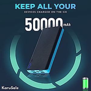 KaruSale 4 USB 50000mAh Power Bank LED External Backup Battery Charger F Phone (Blue)