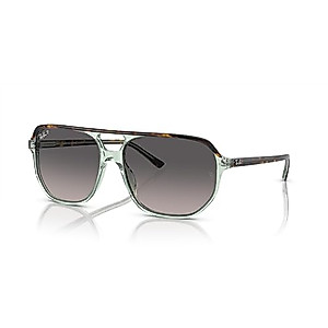 Ray-Ban RB2205 Bill One Square Sunglasses, Havana On Transparent Green/Grey Gradient Polarized, 57 mm