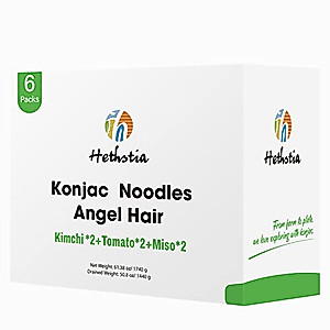 Hethstia Shirataki Noodle, Konjac Ramen(61.38oz), 6 Pack Flavored Angel Hair, Variety Flavor