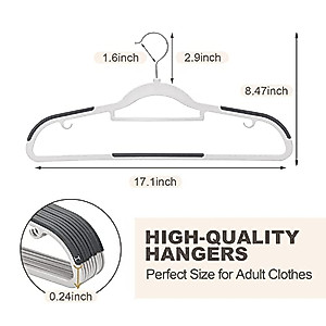 Edergoo Plastic Hangers 50 Pack, Clothes Hangers Non Slip, Non-staining Space Saving Hangers, 17.1 inches Coat Hangers Heavy Duty Hanging Dry Wet Clothes, Gray