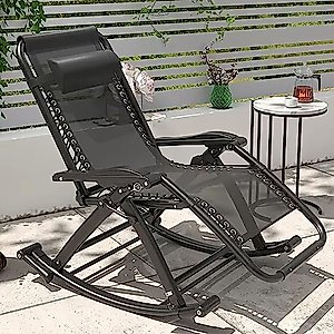 OQHAIR Front Porch Rocking Chair, Outdoor Rocking Chair, Rocking Chair, Armchair, Rocking Chair with headrest, Extra Long with footrest, for Leisure and Home use, Suitable for Bedroom, Office