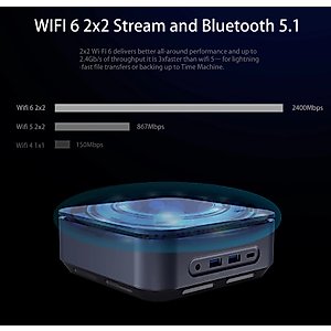 KAMRUI Thin Client Mini PC 11th Intel 4-Core i7-1165G7 Iris Xe Graphics 16GB DDR4 RAM 512GB NVMe SSD WiFi AX BT HDMI DP Thunderbolt4 RJ-45 Fingerprint Build-in Speaker Windows 11 Pro