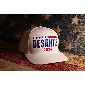 Ron Desantis for President 2024 Trucker Hat | Great One Size Fits Most Unisex Mesh Cap Printed in The USA (White)