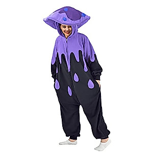 XIGUAGUO Adult Cartoon Mushroom Onesie Costume Animal Cosplay Christmas Homewear Pajamas Sleepwear for Women and Men