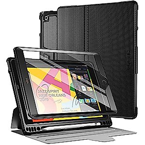 Poetic Explorer Case Designed for iPad 10.2 9th Generation (2021) / 8th Gen (2020) /7th Gen (2019) Case, Full Body Rugged Stand Folio Cover Case, Built-in Screen Protector and Pencil Holder, Black
