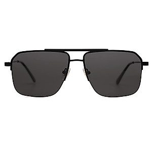 SOJOS Retro Square Sunglasses Womens Men Semi-Rimless Shades Trendy Designer Sun Glasses UV400 SJ1196 with Black/Grey Lens