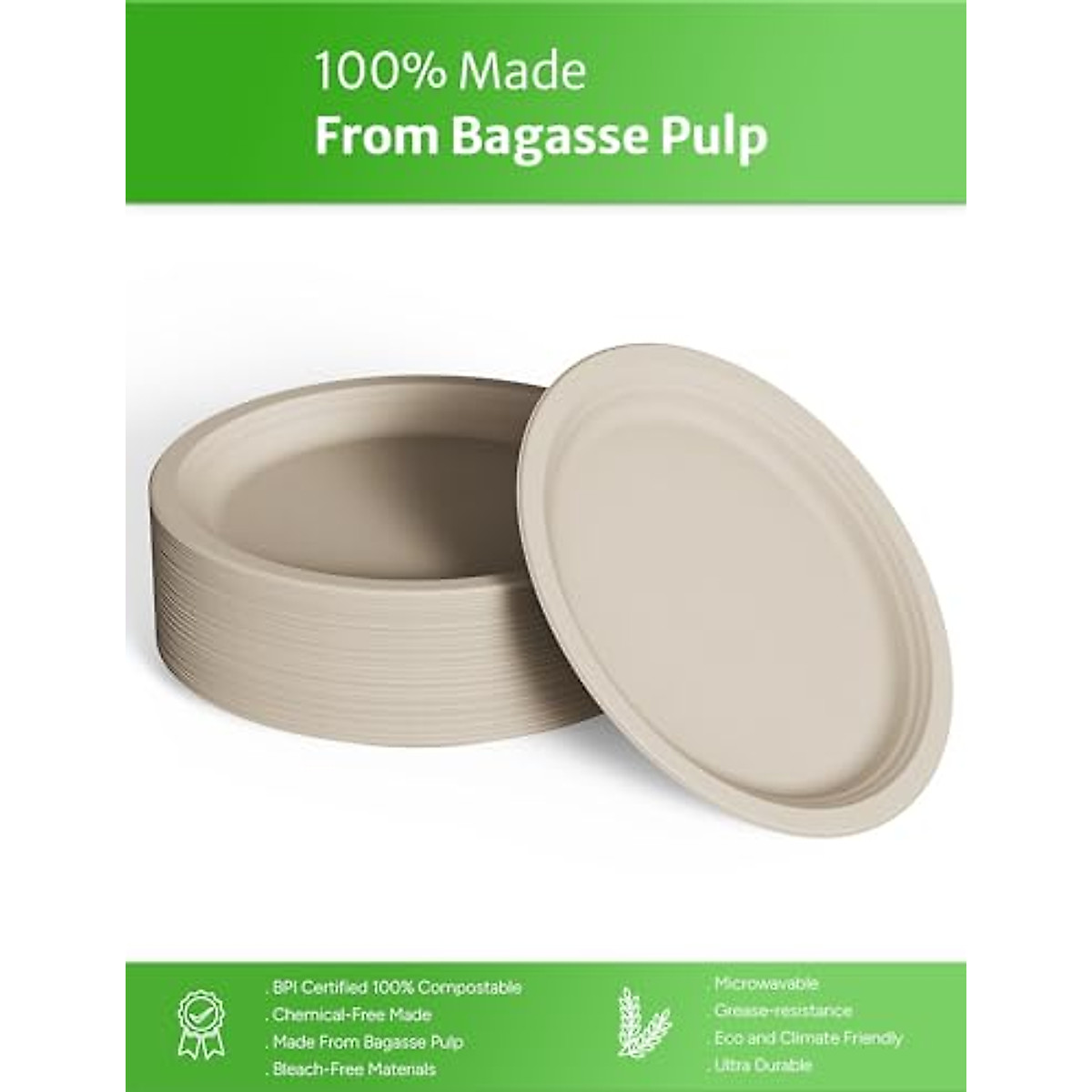 Teoox 100% Compostable Oval Plates Biodegradable Plates, BPI-Certified Eco Paper Plates, Bagasse Platter Plates, Recyclable Paper Plates, Sugarcane Plates (12.5 Inch - 40 Count)