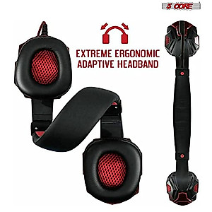 5 CORE Gaming Headset for PS4 PC One PS5 Console Controller, Noise Cancelling Microphone Over Ear Stereo Headphones with Mic, LED Light, Bass Surround, Earmuffs for Laptop Mac NES Games HDP GM1 R