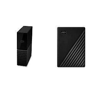 WD 12TB My Book Desktop External Hard Drive, USB 3.0 - WDBBGB0120HBK-NESN,Black & 5TB My Passport Portable External Hard Drive, Black - WDBPKJ0050BBK-WESN