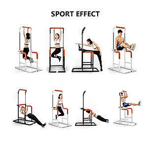 KDFJ Pull Up Station, Power Tower Trainer, Home Gym Indoor Pull Up Bar Horizontal Bars Multifunction Sport Fitness Equipment Workout-White