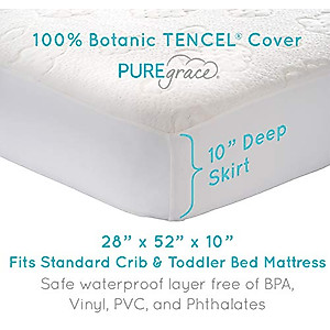 PUREgrace Crib Mattress Protector, Breathable Tencel Cover, Sensitive Skin Friendly Waterproof Pad