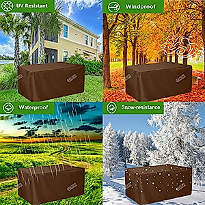 QIAOH Garden Furniture Covers Waterproof 46x46x29.6in, Patio Set Covers Rectangle Outdoor Table Chairs Covers ​Protector, 420d Heavy Duty, Windproof, Anti-Uv, Rattan Patio Furniture Cover