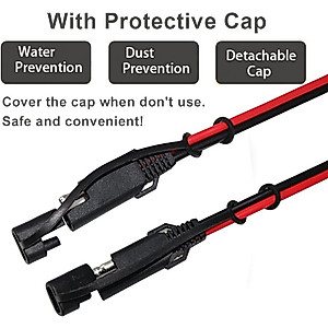 KUNCAN 25FT SAE to SAE 2 Pin Extension Cable DC Power 16awg Heavy Duty Battery Quick Disconnect/Connect Wire Harness with SAE Connectors with Dust Cap