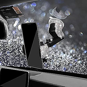 LYCARESUN Bling Car Phone Mount Holder, Shiny Crystal Rhinestone Phone Stand for Women and Girls, Car Accessories for Windshield Dashboard,Compatible with iPhone and Most Cellphones