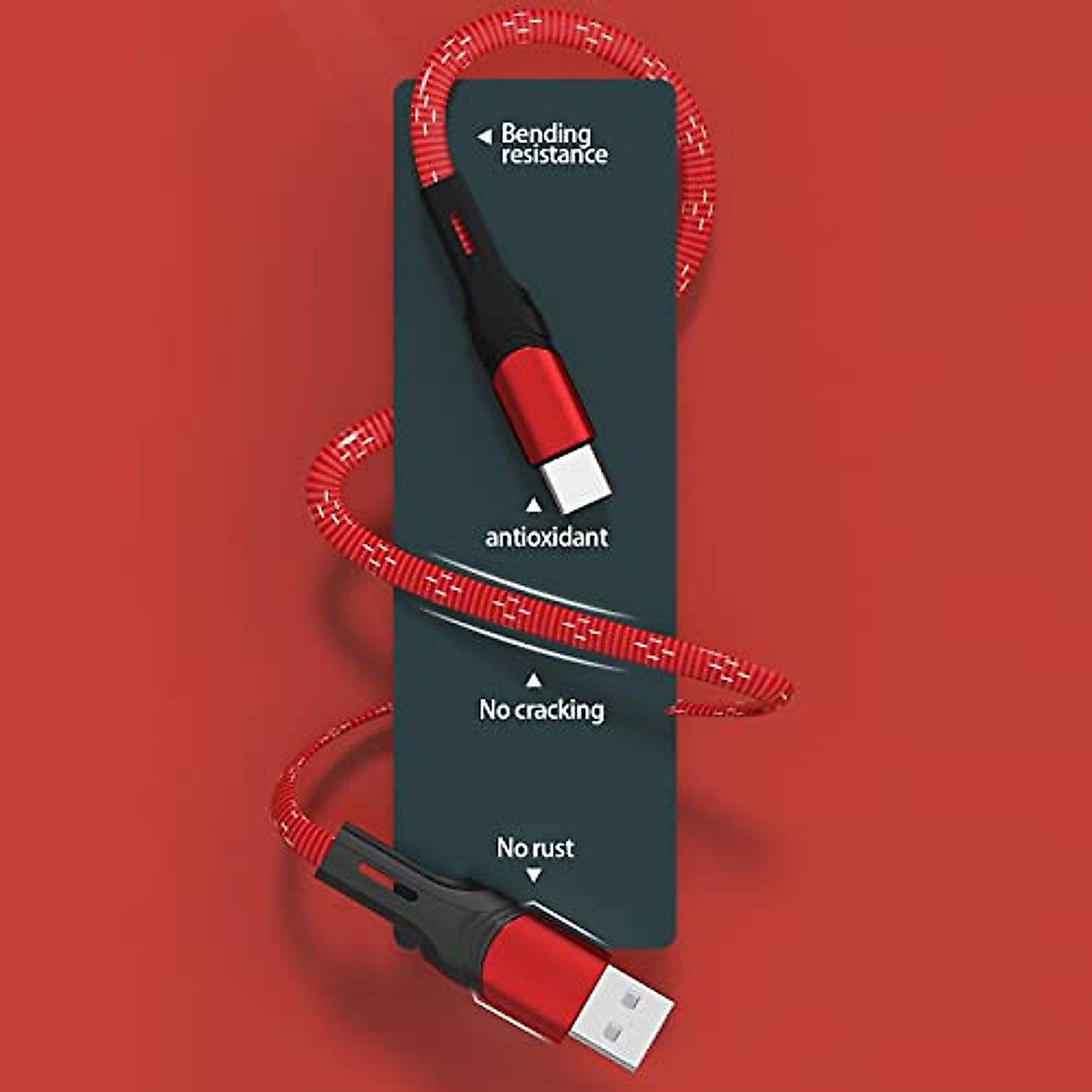 BGNTBUK Tops Lot 1m Braided Rope Data Cable Mobile Phone Color Fast Charging Line Soft Flash Charging Cable Suitable for Android Charging Port Pack of Android Chargers 10 Ft