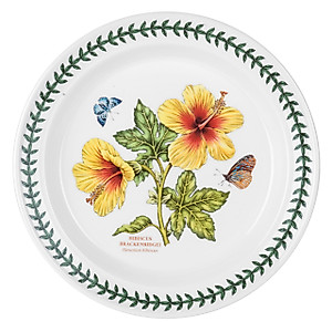 Portmeirion Exotic Botanic Garden Dinner Plate with Assorted Motifs, Round, Ceramic, Dishwasher, Microwave, & Oven Safe, 10.5 Inch, Made in England - Set of 6