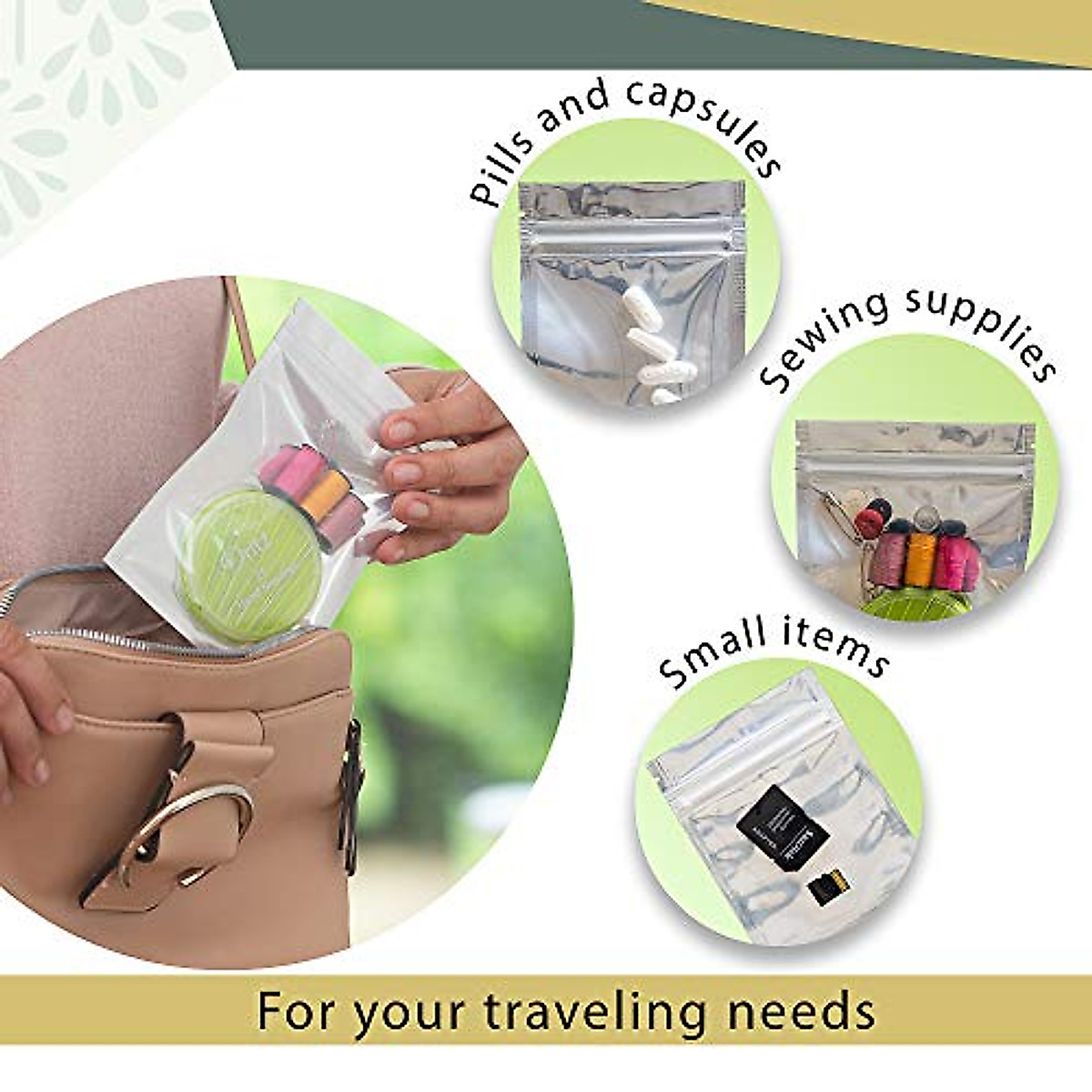 BYRDIES BAGS - Smell Proof Mylar 100 Count Resealable Heat Seal Food Safe Storage Pack With Clear Window - For Snacks Treats Jewelry Crafts Beads (3X4 inch, Blue)