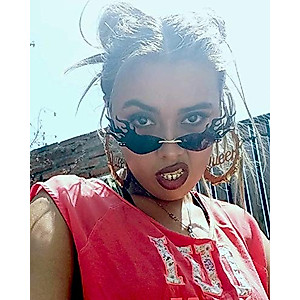 TOPGRILLZ Joker Costume 18K Gold Plated Hip Hop Iced Out Hustla Top and Bottom Face Grills for Your Teeth(Hustla)