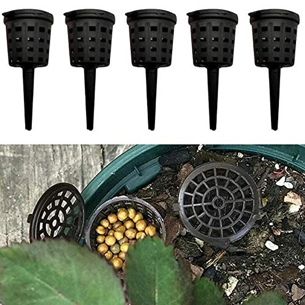OBANGONG 100PCS Fertilizer Mesh Baskets Garden Nursery Pots Portable Aquarium with Lid Planting Nutrition Cups for Succulent,Orchid,Bonsai