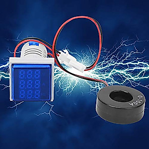 AC Voltage Current Display Meter, AC 60-500V 0-100A 20-75 Hz Frequency Meter Multifunction Power Energy Panel Meter LCD Digital Display Ammeter Voltmeter(Blue)