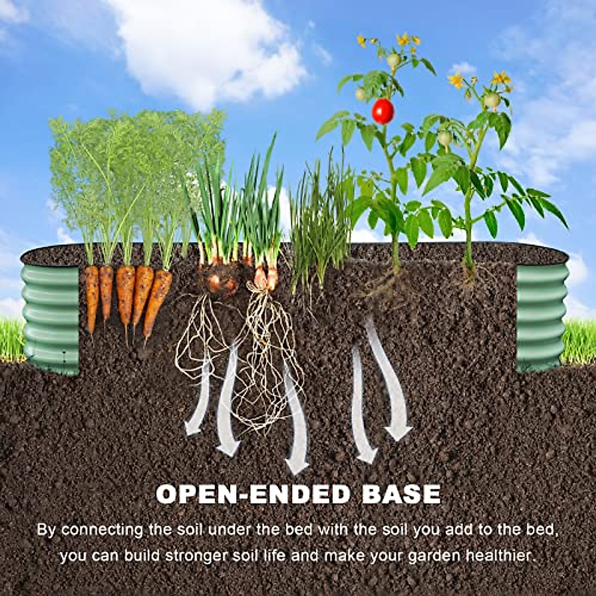 VEGEGA. 17 Inch Tall 9 in 1 Raised Garden Bed Kit, Large Zinc-Aluminum-Magnesium Stainless Steel Metal Planter Box, for Planting Outdoor Plants Vegetables (Green 1)