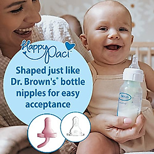 Dr. Brown's HappyPaci 100% Silicone Pacifier 0-6m, BPA Free, White, Pink, Light Pink, 3 Ct
