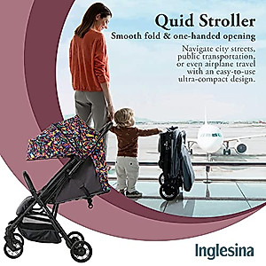 Inglesina Quid Baby Stroller - Lightweight at 13 lbs, Travel Friendly, Ultra Compact & Folding - Fits in Airplane Cabin & Overhead - for Toddlers from 3 Months to 50 lbs - Maya Black (Otomi-Inspired)
