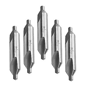 Bettomshin 5 Pcs Center Drill Bits Set, 27mm Straight Handle High-Speed Steel Drills, 3/8inch HSS-6542 Silver Countersinks Drills Set