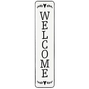 Large Vertical Metal Welcome Sign for Front Door - Waterproof Welcome Porch Sign - Freestanding Farmhouse Hanging Decor 36.5" x 8" - Rustic Design for All Seasons - Perfect Way to Welcome Friends and Family