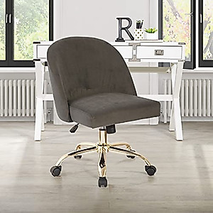 OSP Home Furnishings Layton Mid-Back Adjustable Office Chair with 5-Star Base, Gold Finish and Blue Azure Velvet