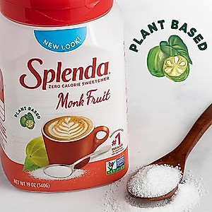 SPLENDA Monk Fruit Zero Calorie Plant Based Granulated Sweetener Jar, 19 oz