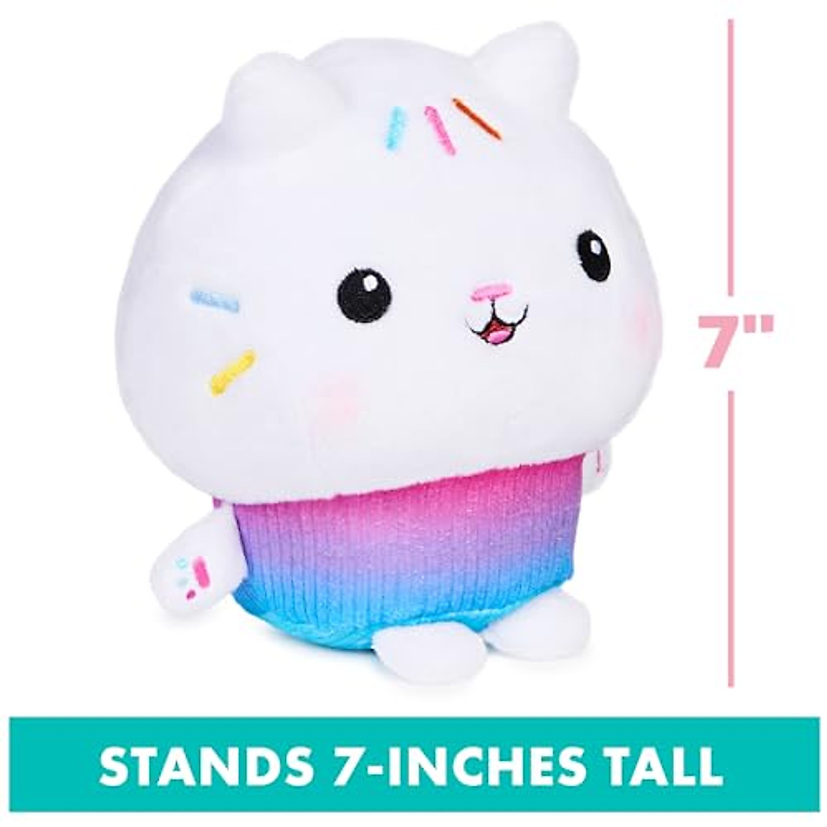 Gabby’s Dollhouse, 7-inch Cakey Cat Purr-ific Plush Toy, Kids Toys for Ages 3 and up