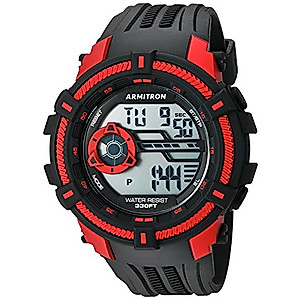 Armitron Sport Men's 40/8384RED Red Accented Digital Chronograph Black Resin Strap Watch
