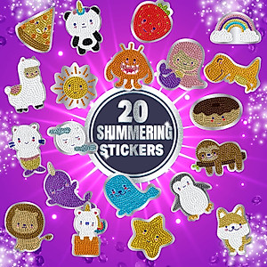 50 Kawaii Diamond Painting Stickers - Kids Diamond Painting Kits for Kids with Holographic Diamond Art Stickers - Diamond Art For Kids Gem Art Kits for Kids - Diamond Painting for Kids Gem Painting