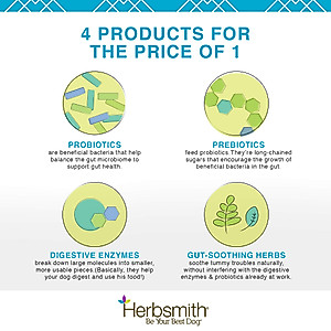 Herbsmith Microflora Plus – 4-in-1 Complete Cat Digestive Aid – Cat Prebiotics and Probiotics – Cat Probiotics for Diarrhea - 30 Capsules