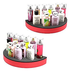 Polar Whale 2 Lotion and Body Spray Stand Organizer Half Circle Large Trays Red Black Durable Foam Washable Waterproof Insert for Home Bathroom Bedroom Office 16.5 x 8.5 x 2 Inches 12 Slots 2pc Pair