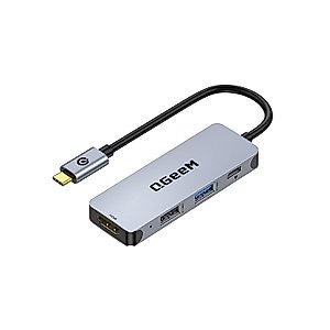 USB C Hub, QGeeM 4-in-1 USB C to HDMI Adapter with 4K USB C to HDMI Hub,100W Power Delivery,USB 3.0,Thunderbolt 3 Hub Compatible for MacBook Pro, XPS, iPad Pro,More Type C Devices