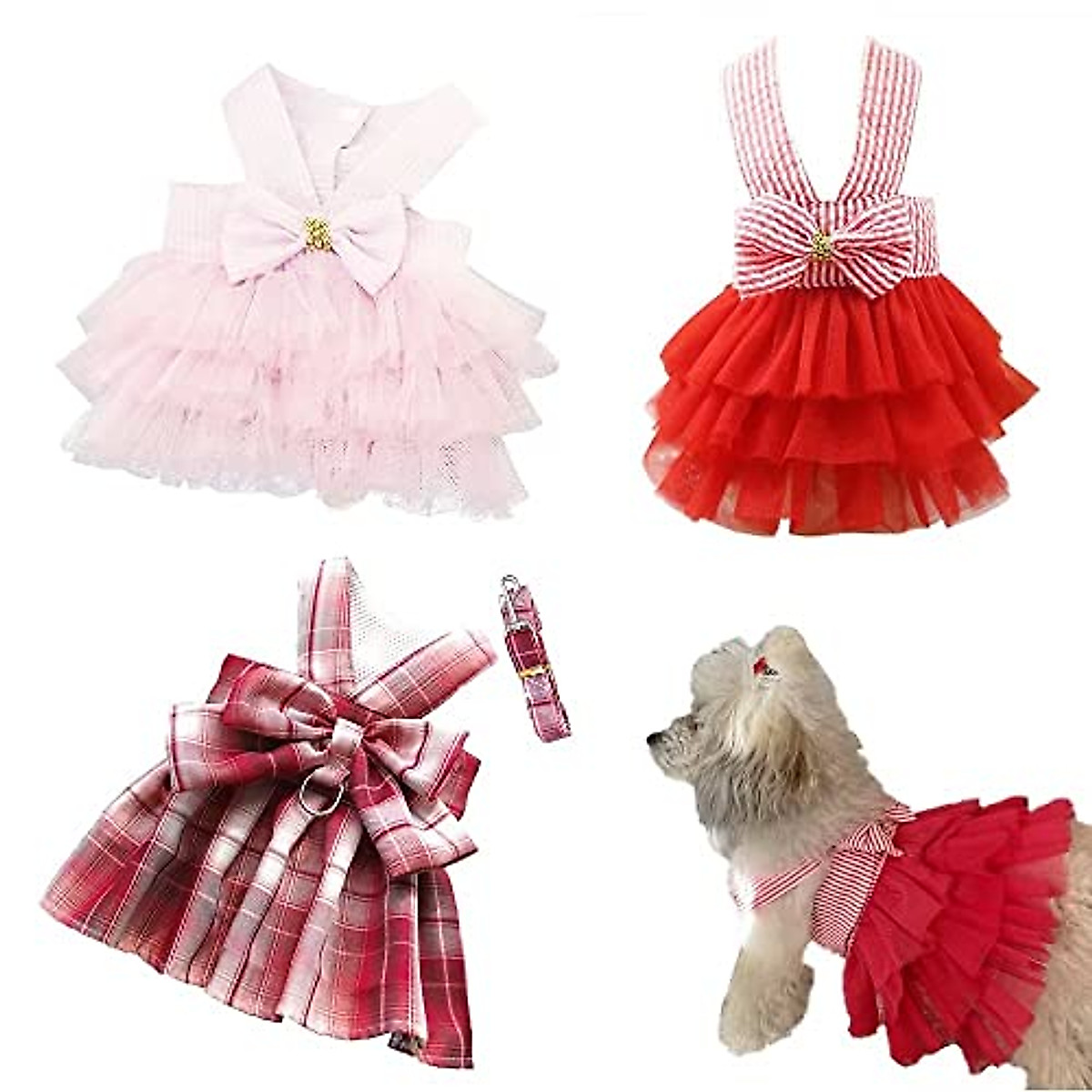 Clopon Dog Dress for Puppy Cute Doggie Pet Large Dogs Clothes Apparel Tutu Dresses Harness XL