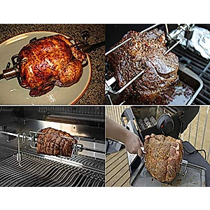 N & N 304 Stainless Steel Rotisserie Meat Forks(1-Pair) - Fits 3/16-Inches Hexagon, 1/4-Inches Square & 3/8-Inches Round Rotisserie Spit Rods