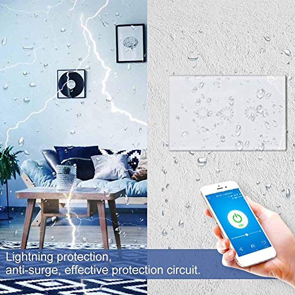 WiFi Smart Touch Panel Light Switch, Smart Switch Support Voice Control Phone APP Control Touch Control with Timing Function for Smart Home(White)
