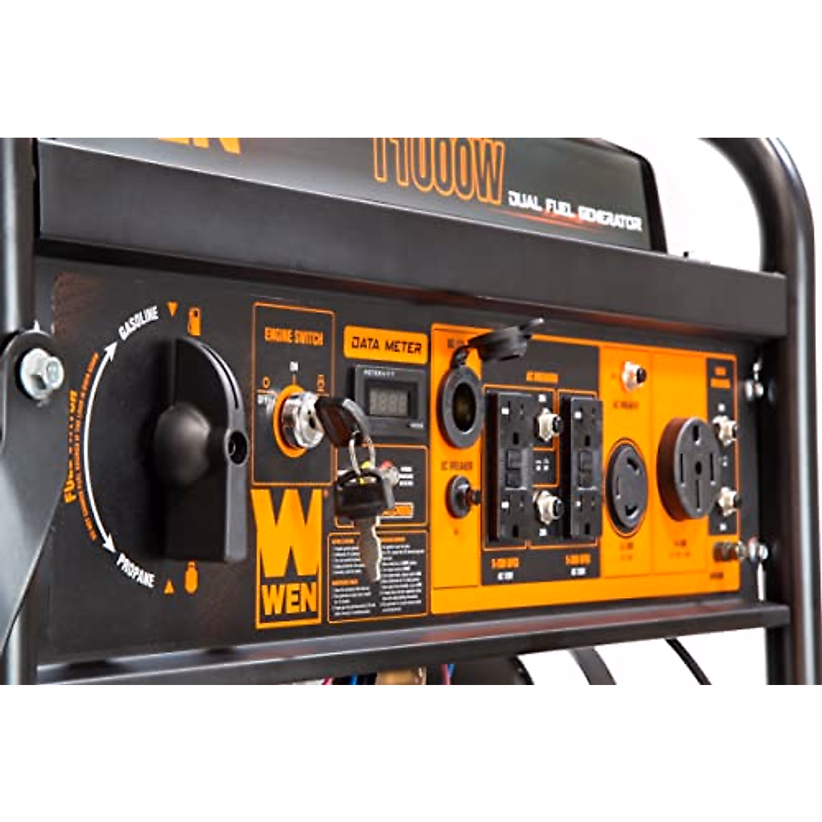 WEN DF1100X 11000-Watt Electric Start Portable Generator with Wheel Kit and CO Shutdown Sensor, Black