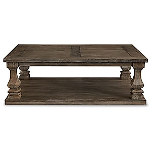 Signature Design by Ashley Johnelle Farmhouse Coffee Table with Weathered Gray Finish, Gray and Modern Country Rectangular End Table, Weathered Brown
