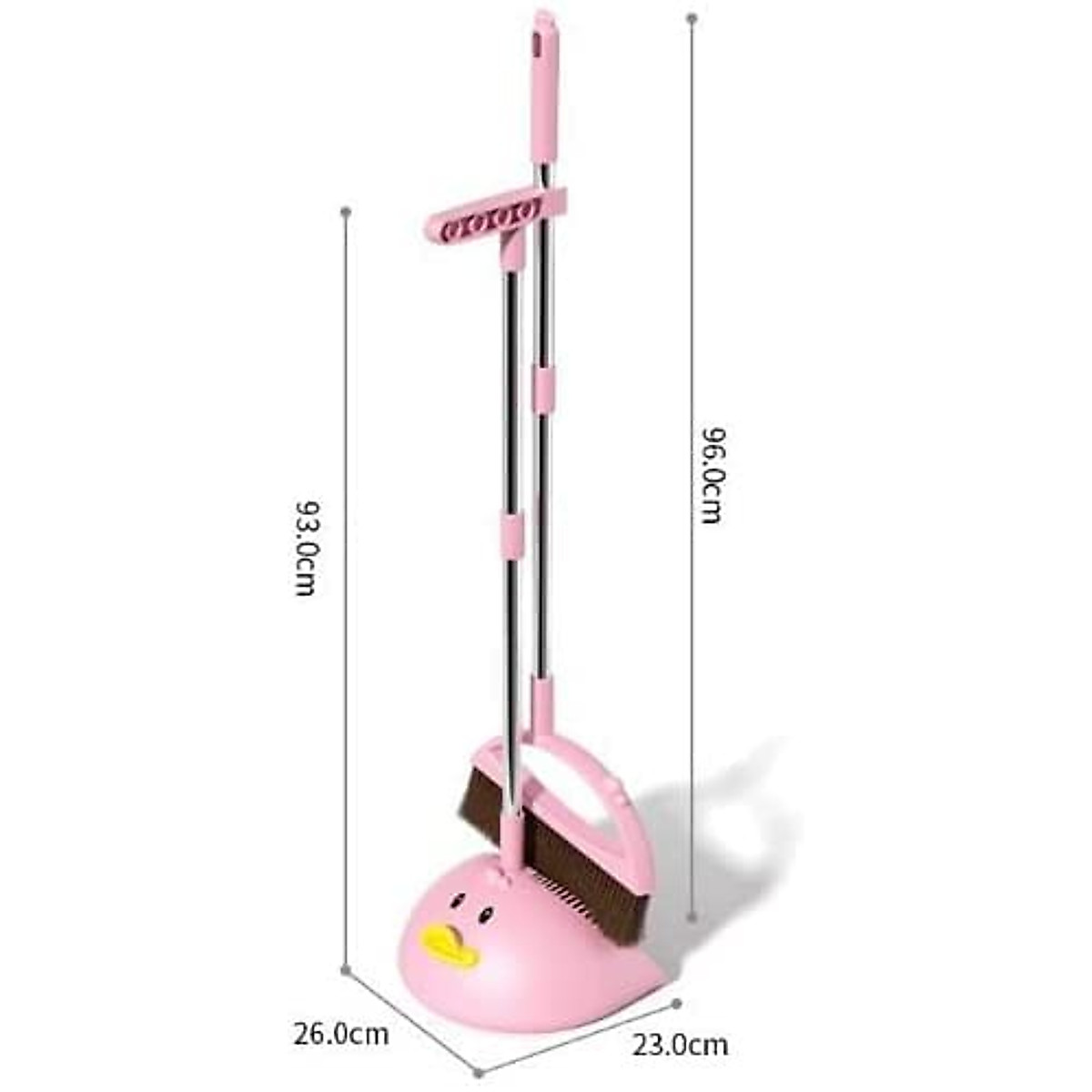 Cute Duck Cleaning Broom and Dustpan Set with Long Handle Stand Up Broom and Dustpan for Home Kitchen Room Office, Outdoor Indoor (Pink)